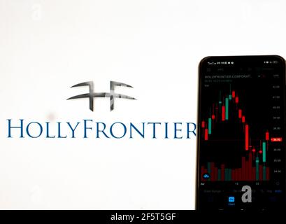 In this photo illustration HollyFrontier Corporation logo seen ...
