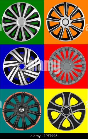 Decorative car wheel covers. Plate. Vector illustration Stock Vector ...