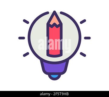 innovation light pen create single isolated icon with flat dash or ...