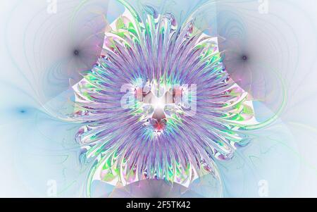 Beautiful Abstract fractal flower resembling spring flowers with rays ...