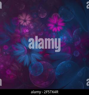 Multicolored fractal bubbles on a black horizontal background Stock ...