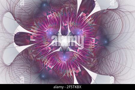 Beautiful Abstract fractal flower resembling spring flowers with rays ...