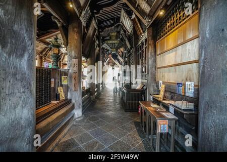 Inside view of Hase-dera Temple, Buddhist temple in Sakurai, Nara ...