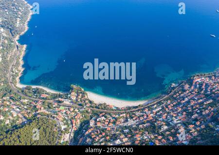 Golfe Bleu beach and Roquebrune-Cap-Martin coastline view Stock Photo ...