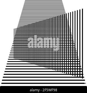 3D moire grid mesh. Tilted, skew intersecting lines pattern vector ...