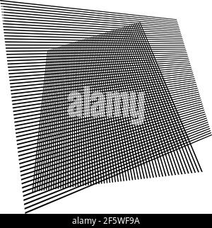 3D moire grid mesh. Tilted, skew intersecting lines pattern vector ...