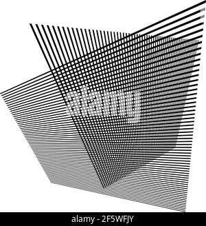 3D moire grid mesh. Tilted, skew intersecting lines pattern vector ...