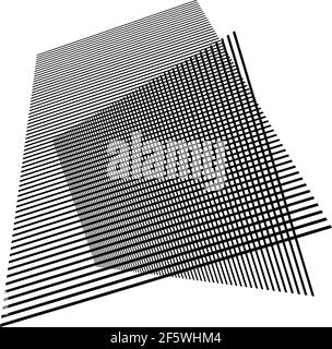 3D moire grid mesh. Tilted, skew intersecting lines pattern vector ...
