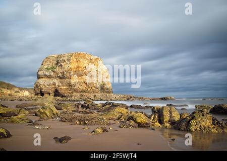 Marsden Rock is a sea stack standing on the North East coast of England ...