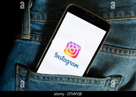 In this photo illustration, the Instagram logo is seen displayed on a ...