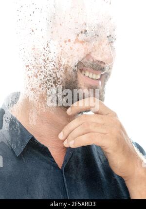 A portrait of a man combined with an ink painting. Paintography Stock ...