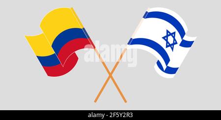 Colombia and Israel flags for official meeting against background of ...