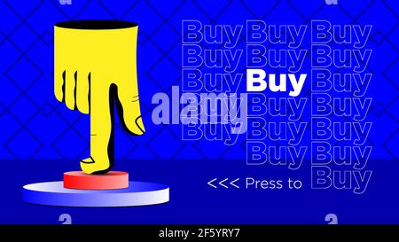 Cartoon hand and red button illustration Stock Vector Image & Art - Alamy