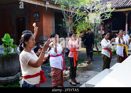 A Pre marriage blessing ceremony in a small Hindu temple in Ubud, Bali ...