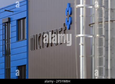 Ludwigsfelde, Germany. 24th Mar, 2021. Workers stand at the plant at US ...
