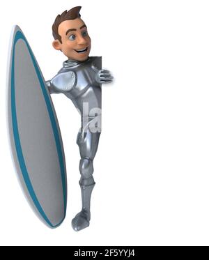 Fun 3D cartoon knight surfing Stock Photo - Alamy