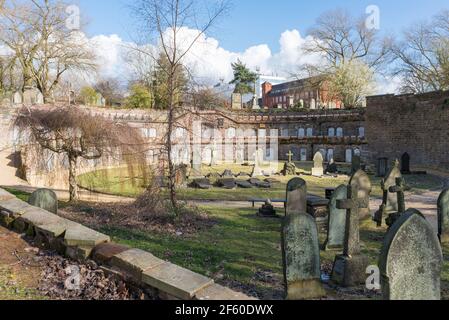 Tiered catacombs at Wastone Lane Cemetery, also known as Brookfields ...