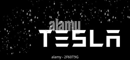 Illustration of wordings with the Tesla symbol Stock Photo - Alamy