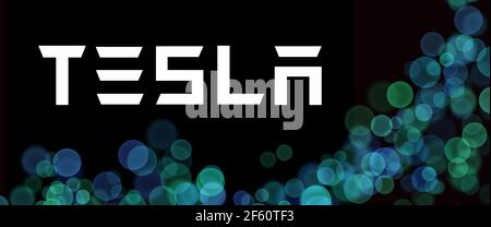 Illustration of wordings with the Tesla symbol Stock Photo - Alamy
