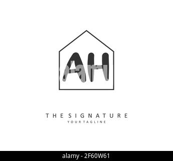 AH Letter Signature Logo Template elegant design logo. Hand drawn ...