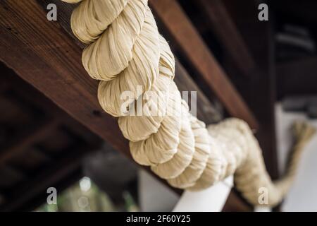 Shimenawa rice straw rope for purification Torii gate Mitake Jinja ...