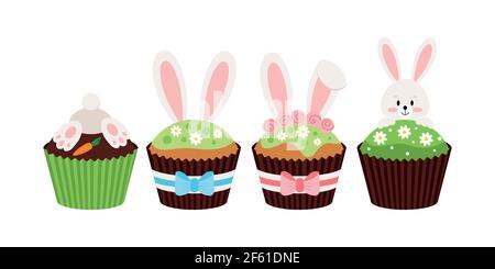 Easter cupcake with Bunny and carrot, muffin. Sweet food, dessert Stock ...