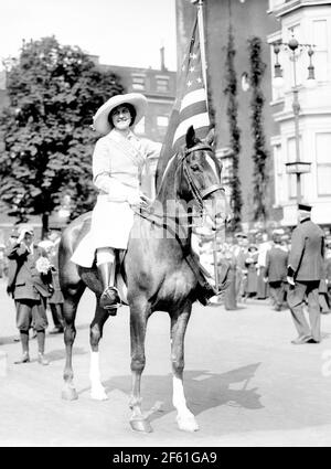 Inez Milholland Boissevain, lawyer, riding astride in the suffrage ...