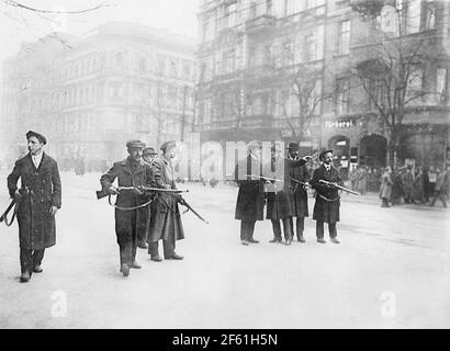 German Revolution 1918-1919. Street fight in Berlin. The Spartacist ...