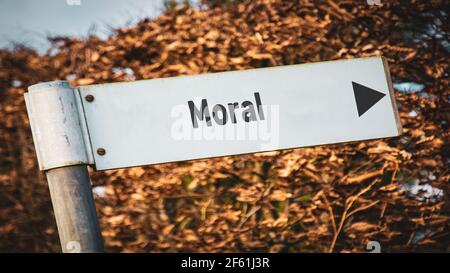 Street Sign the Direction Way to Moral Stock Photo - Alamy