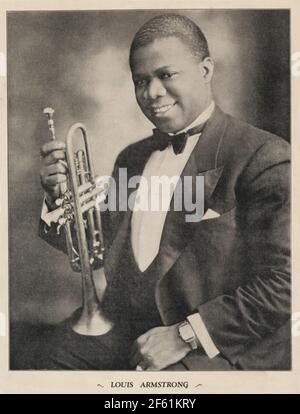 African American jazz singer and trumpet player, Louis Armstrong with ...