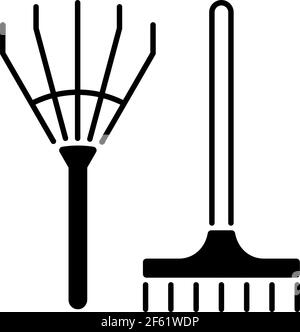 Rake icon. Black Outline Linear Sketch Drawing. Vector Outline Graphic ...