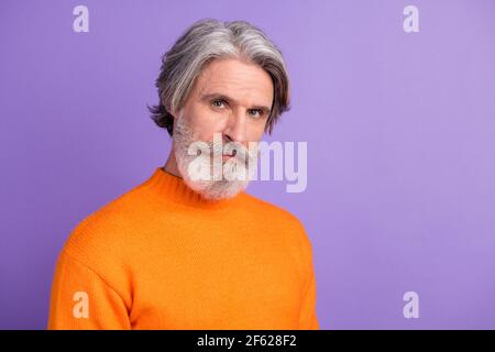 Photo of cool serious freelancer wear eyeglasses creating new it ...