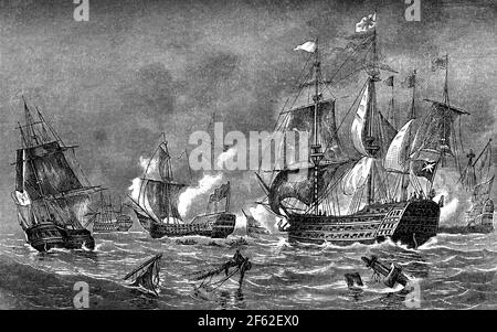 Battle of Cape St Vincent, 1797. Pelayo ship comes to the aid of the ...