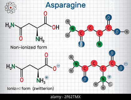 Asparagine (L-asparagine , Asn, N) amino acid molecule. It is is used ...