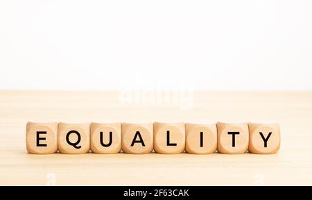 Equity or equality symbol. Concept word Equity Equality on wooden cubes ...