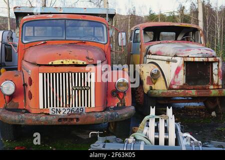 Two old and rusty Volvo trucks Stock Photo - Alamy