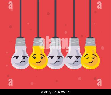 Happy and sad light bulbs. Vector illustration Stock Vector Image & Art ...