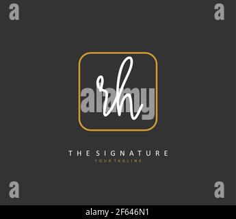 R H RH Initial letter handwriting and signature logo. A concept ...