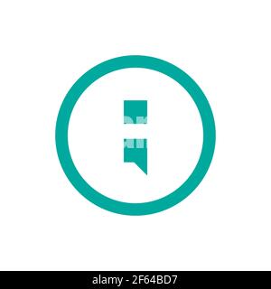 white semicolon in blue circle with shadow isolated on white. Flat ...