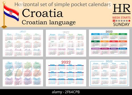 Simple calendar template in Croatian for 2022, 2023, 2024 years. Week ...