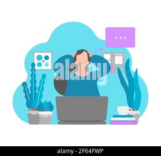 Employee burnout vector. Stress at work illustration. Signs of job and mental health. Symptom ...