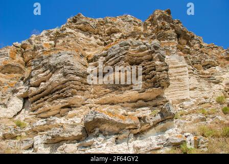 layered rock face seen on a quarry Stock Photo - Alamy
