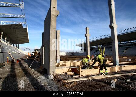Construction of the new football arena, Linköping arena, in Linköping ...