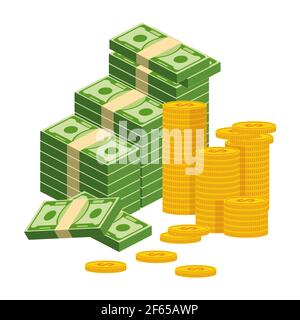 Stack of money. Packing in bundles of bank notes Stock Vector Image ...
