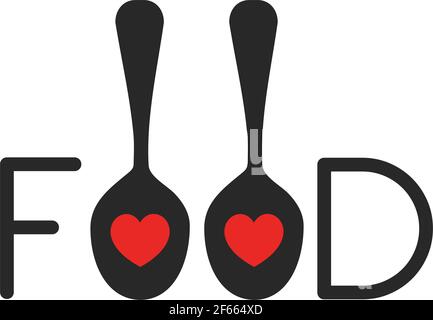 Creative food word logo elements design with spoon,knife and fork.Fast ...