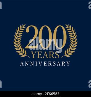 200th Anniversary vector icon. Birthday logo template. Greeting card ...