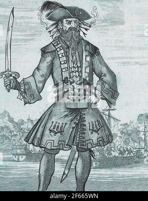 Edward Thatch Blackbeard illustration Stock Photo - Alamy