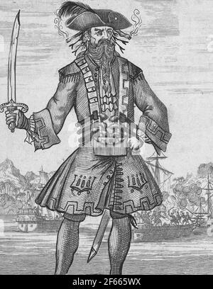 Edward Thatch Blackbeard illustration Stock Photo - Alamy
