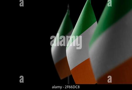 Small national flags of the Ireland on a black background Stock Photo ...
