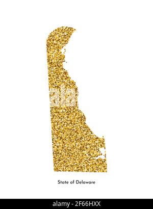 Delaware poster. Map of the us state with colorful regions. Shape of ...